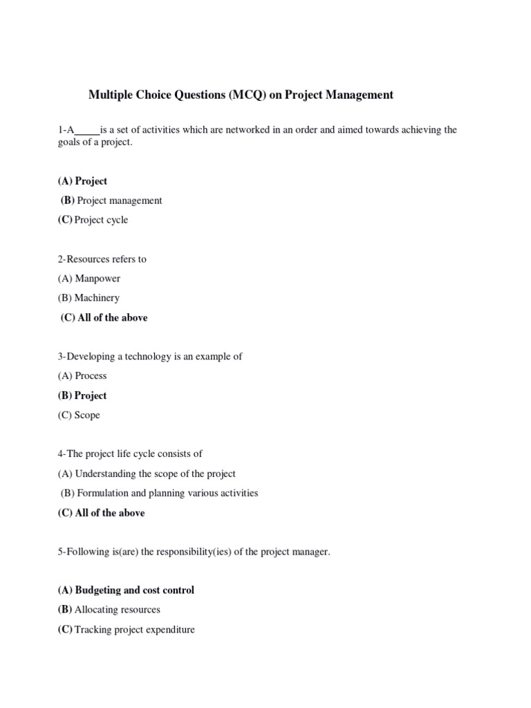 PM MCQ With Ans | PDF | Project Management | Risk