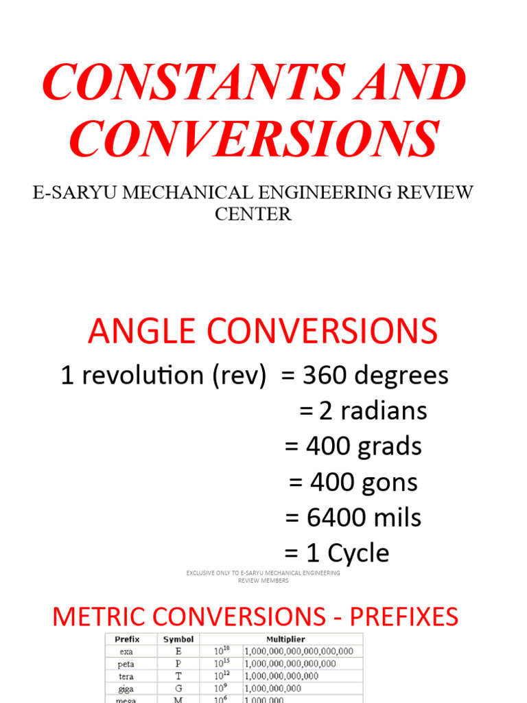 Constants and Conversions | PDF | Atmospheric Pressure | Water