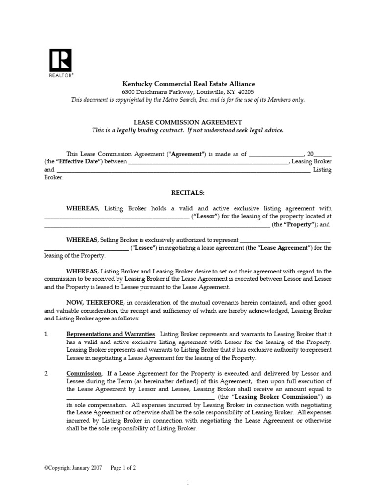 Commercial Lease Commission Agreement | PDF | Lease | Private Law