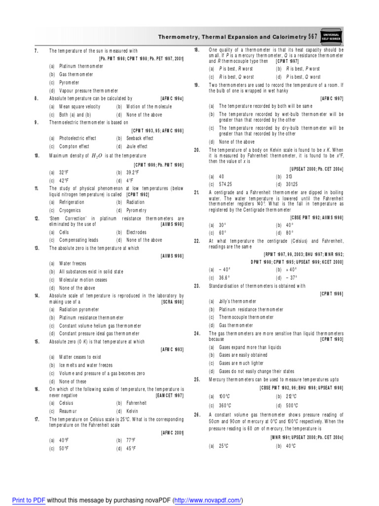 Thermometry and Thermal Expansion Basics | PDF | Thermal Expansion | Thermometer