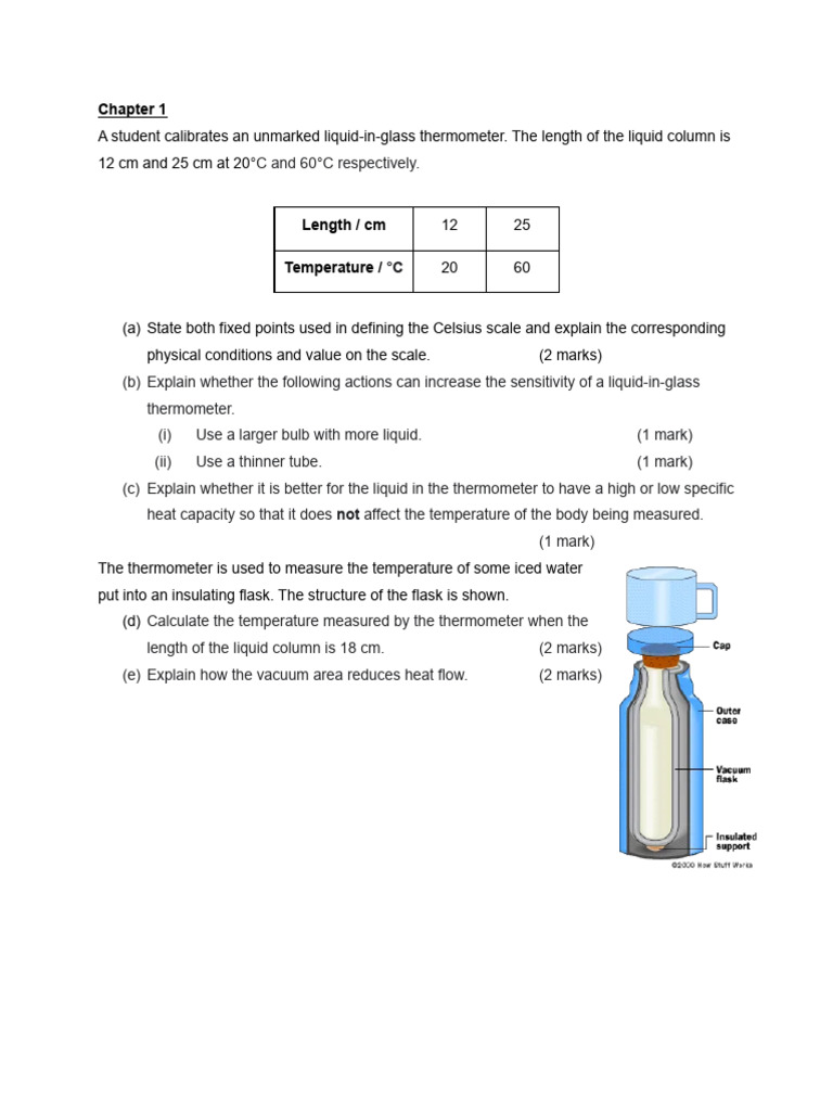 Physics Notes - Sample Questions | PDF | Temperature | Thermometer