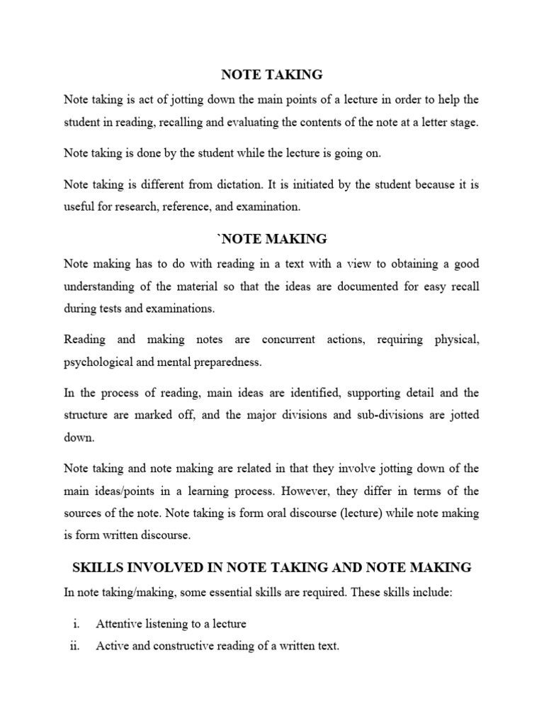 Note Taking. | PDF | Lecture | Cognitive Psychology