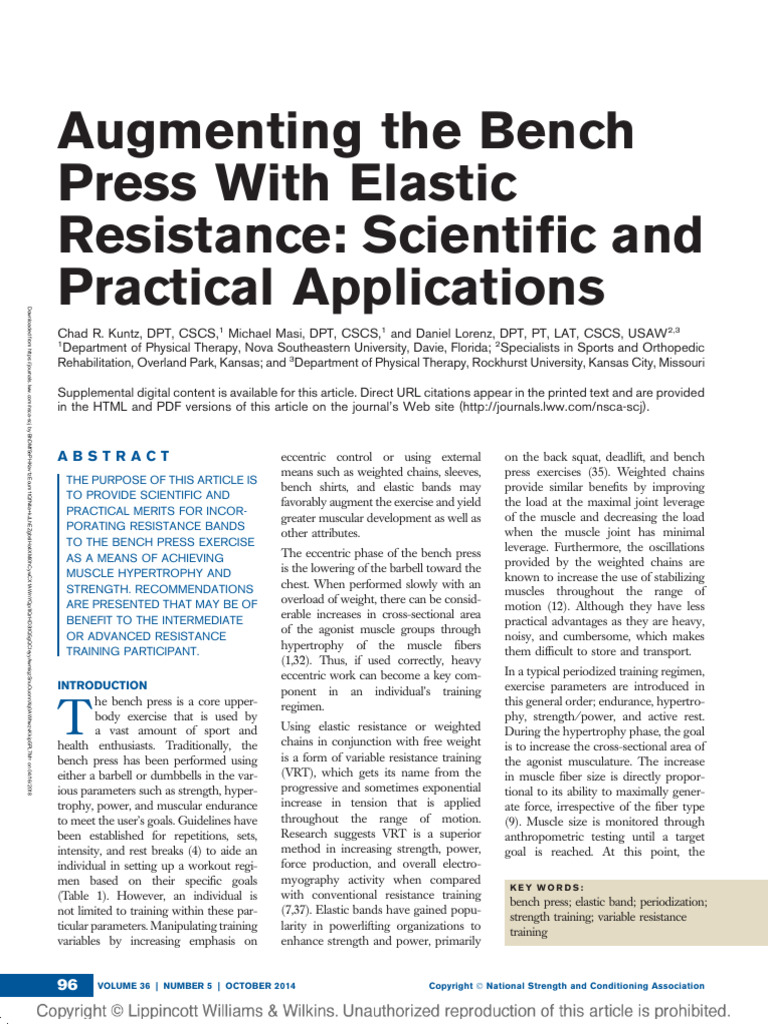Week 6 Augmenting The Bench Press With Elastic.11 | PDF | Strength ...