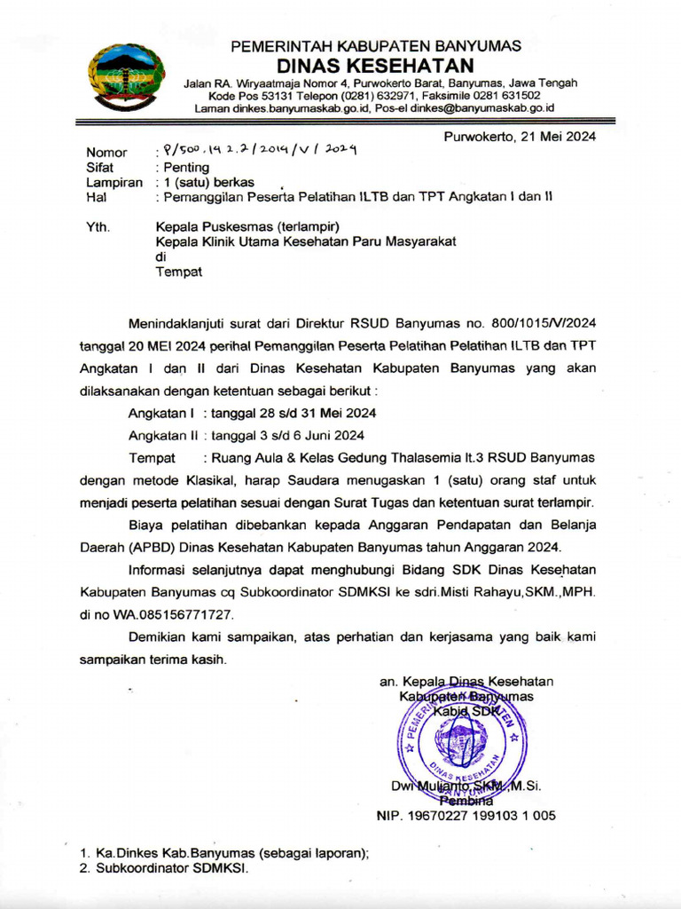 Final - Surat Pemangggilan Peserta Pelatihan ILTB Dan TPT Angkatan I ...