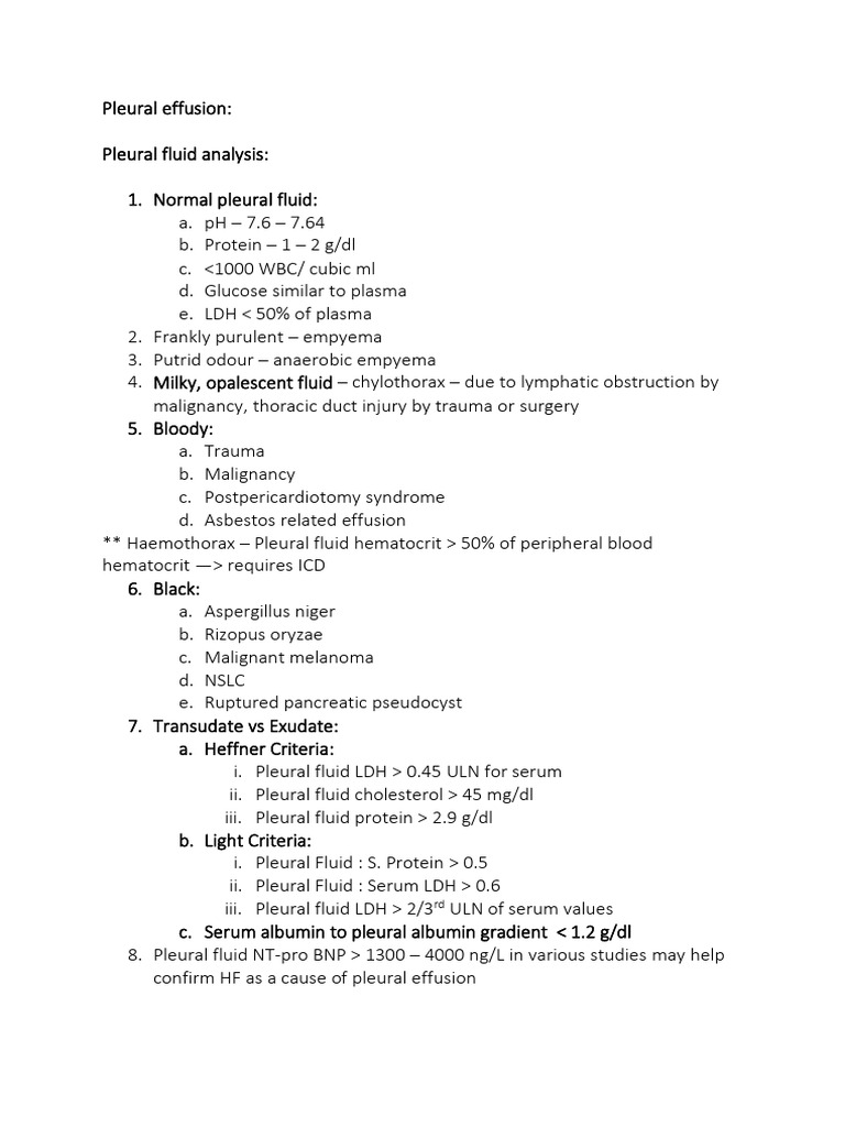Pleural Fluid Analysis | PDF | Medical Specialties | Clinical Medicine
