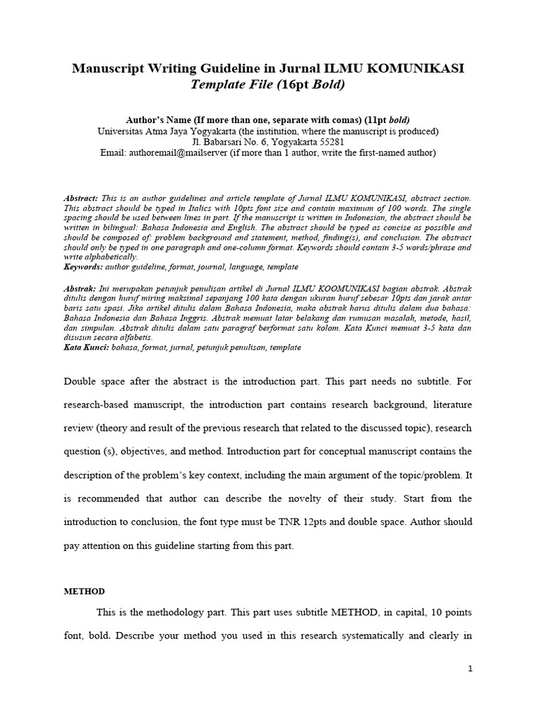 JIK Manuscript Template | Download Free PDF | Indonesian Language | Methodology