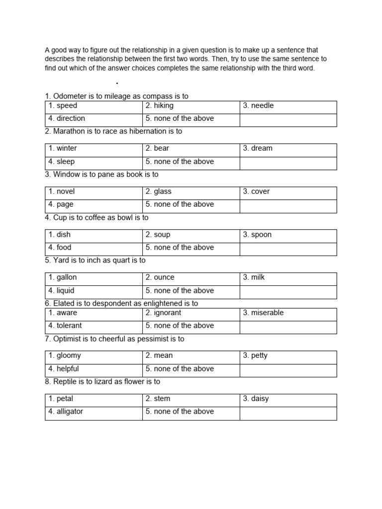 Analogies Pdf