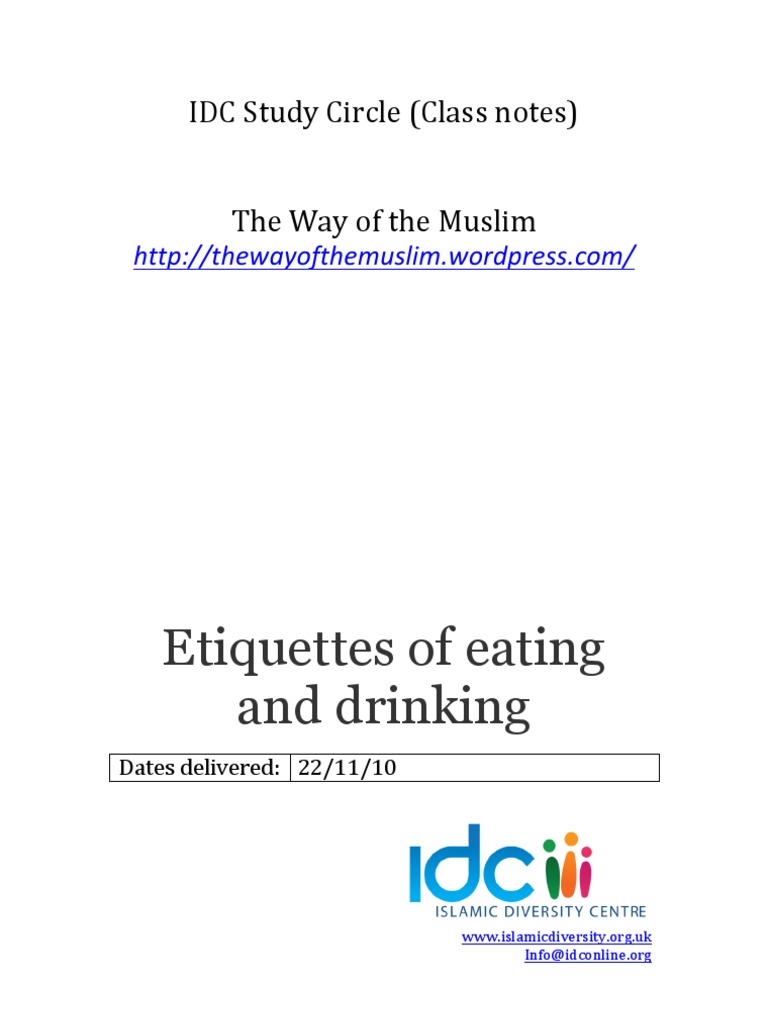 Etiquettes of Eating and Drinking: IDC Study Circle (Class Notes) | PDF ...