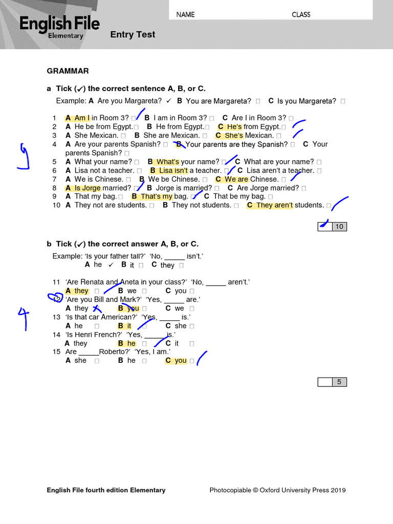 EF4e - elem - entry - test (1) - Thị Uyên Vũ | PDF | Languages ...