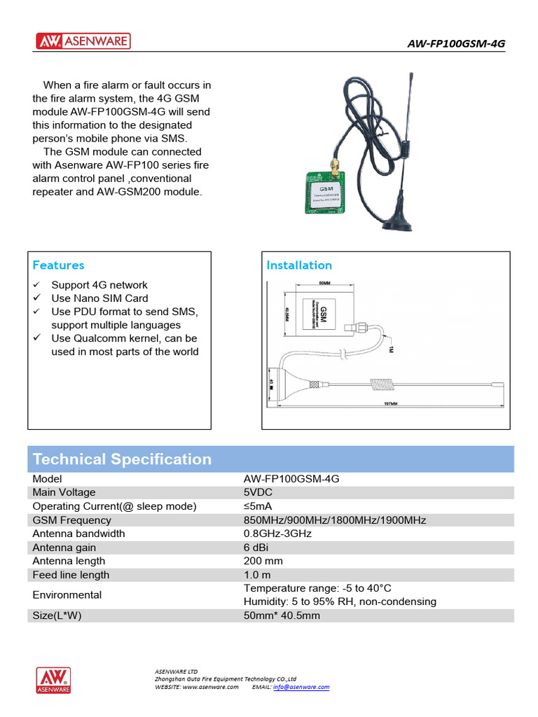 AW FP100GSM 4G Datasheet 202203 | PDF