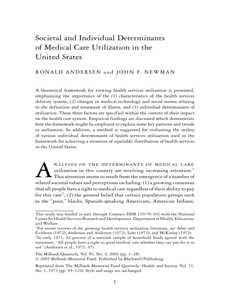 Societal and Individual Determinants of Medical Care Utilization in The ...