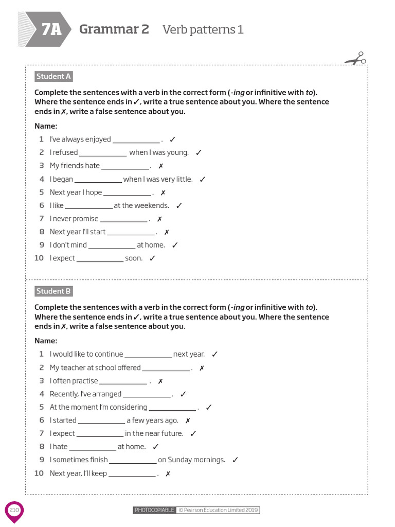 Verb Patterns b1+ | PDF