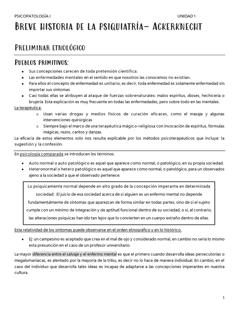 Historia de la Psiquiatría y Enfermedades Mentales | PDF | Trastorno ...