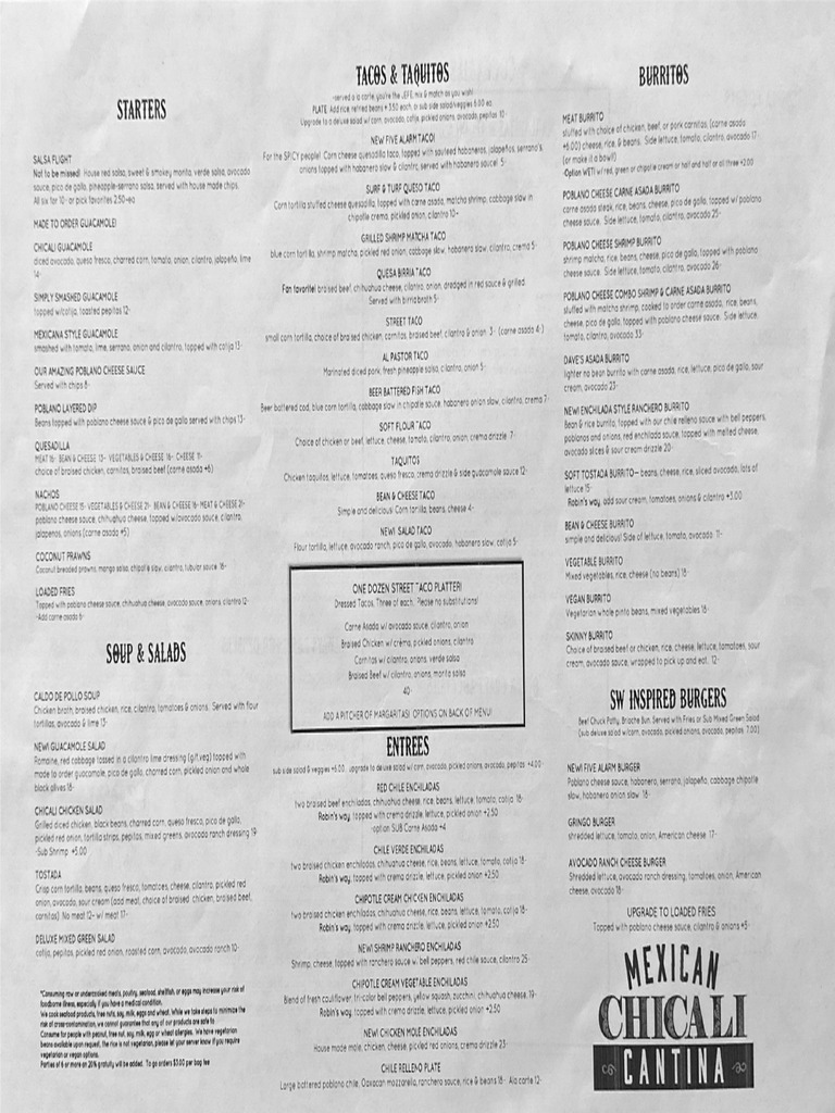 Chicali Menu 1 | PDF