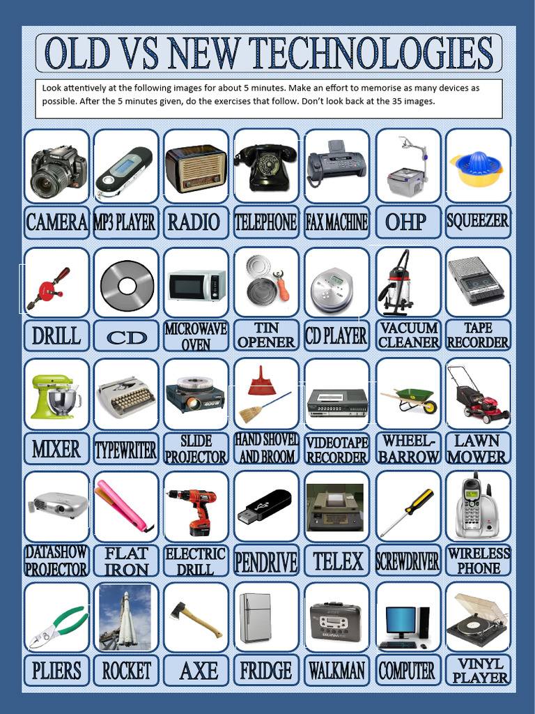 Old and New Technologies-Pictionary | PDF