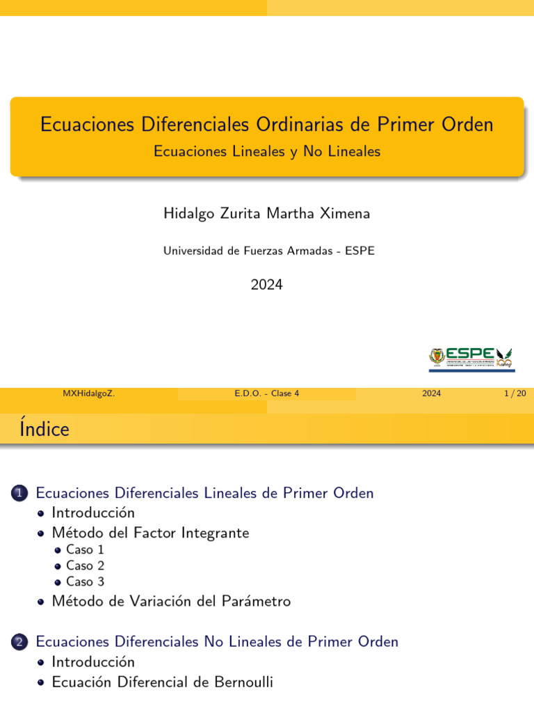 Ecuaciones Diferenciales de Primer Orden | PDF | Ecuaciones ...