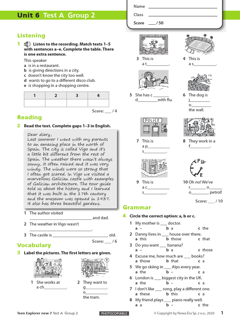 TeenExplnew U6 TEST A Gr2 | PDF | Language Arts & Discipline