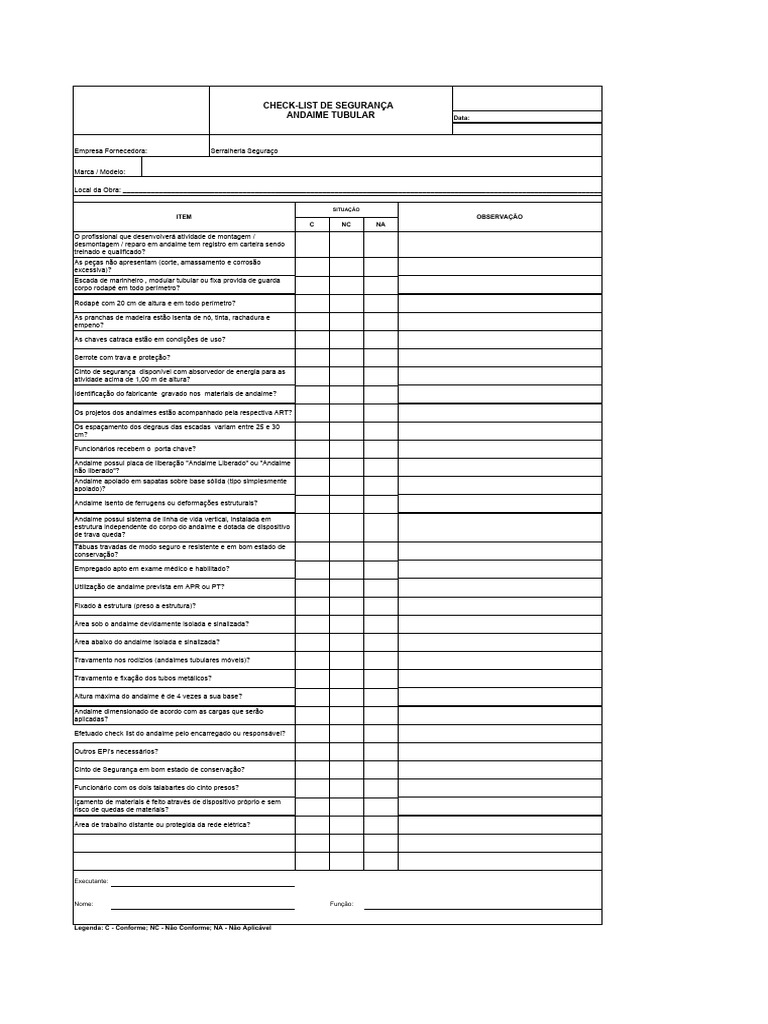 Check List Diversos | PDF | Fiação elétrica | Eletricidade
