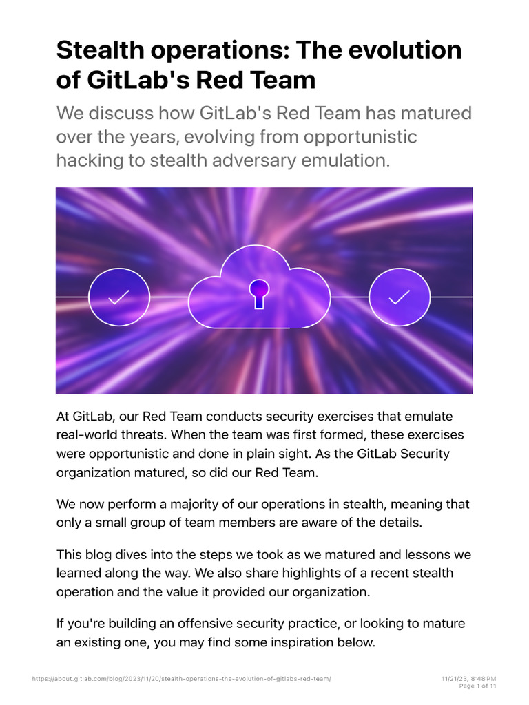 Stealth Operations - The Evolution of GitLab's Red Team | PDF | Computer Security | Security