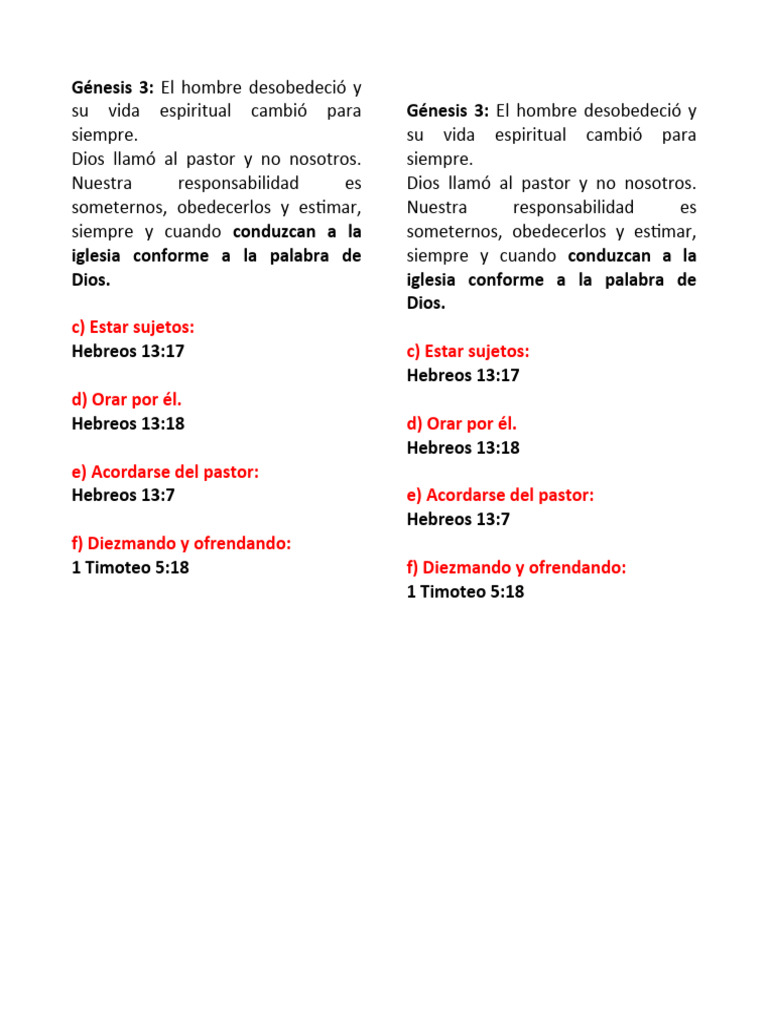 Responsabilidades de La Iglesia Hacia El Pastor | PDF | Epístola a los hebreos | Creencia ...