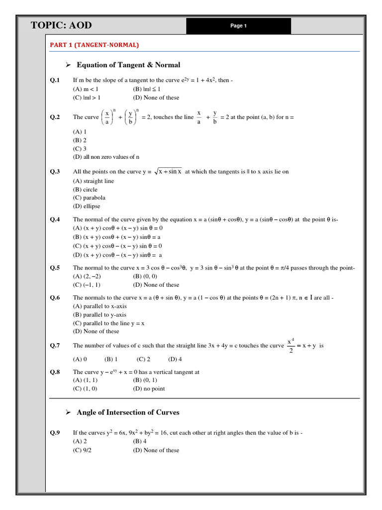 Application of Derivative - Assignment | Download Free PDF | Tangent | Triangle