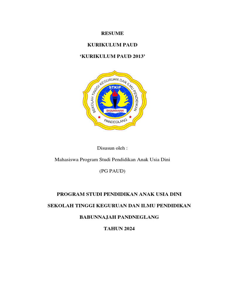 Resume - Kurikulum Paud - PG Paud - Babunnajah | PDF