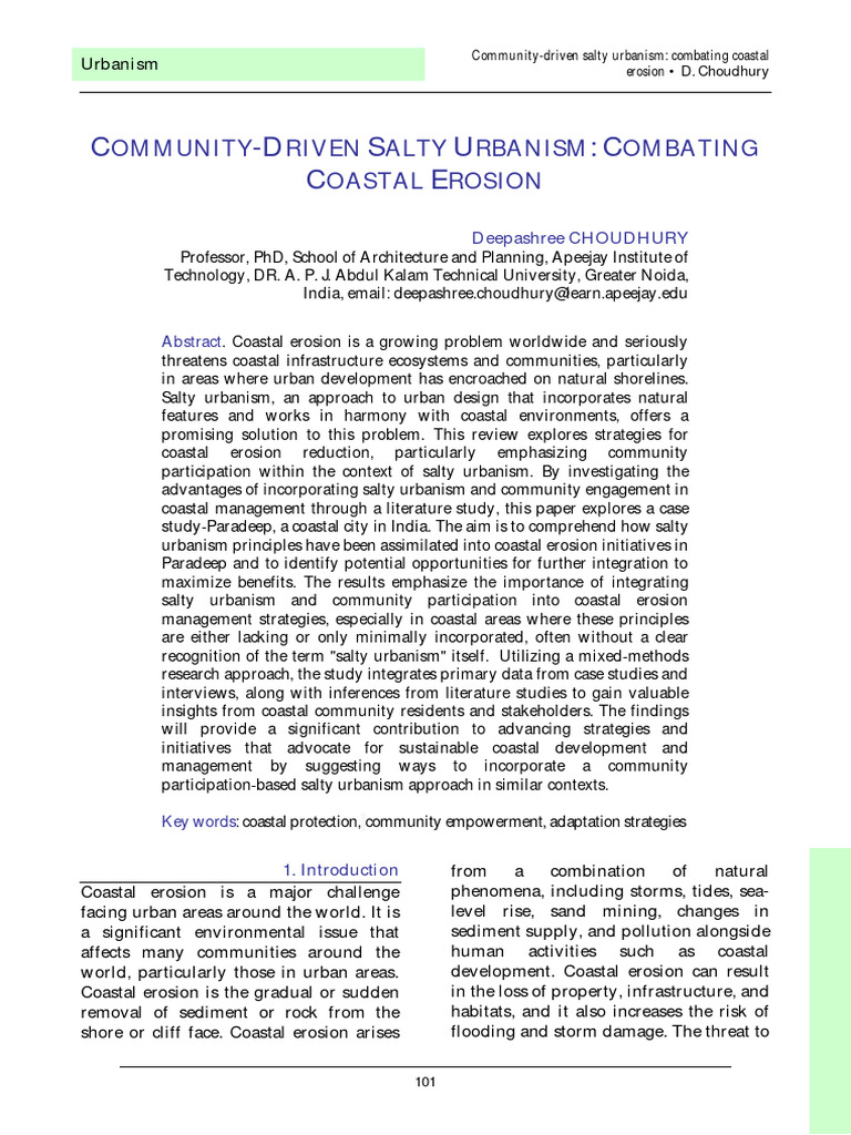 C - D S U: C C E: Ommunity Riven Alty Rbanism Ombating Oastal Rosion | PDF | Coast | Sustainability