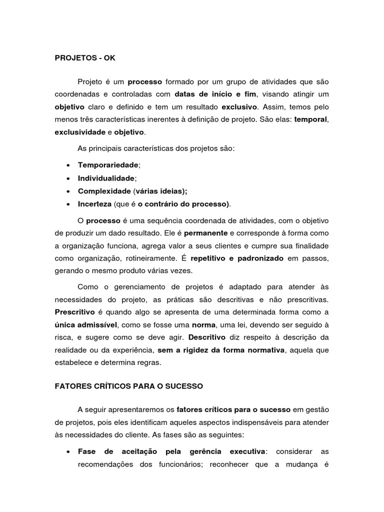 Gestão de Projetos: Ciclos e Sucesso | PDF