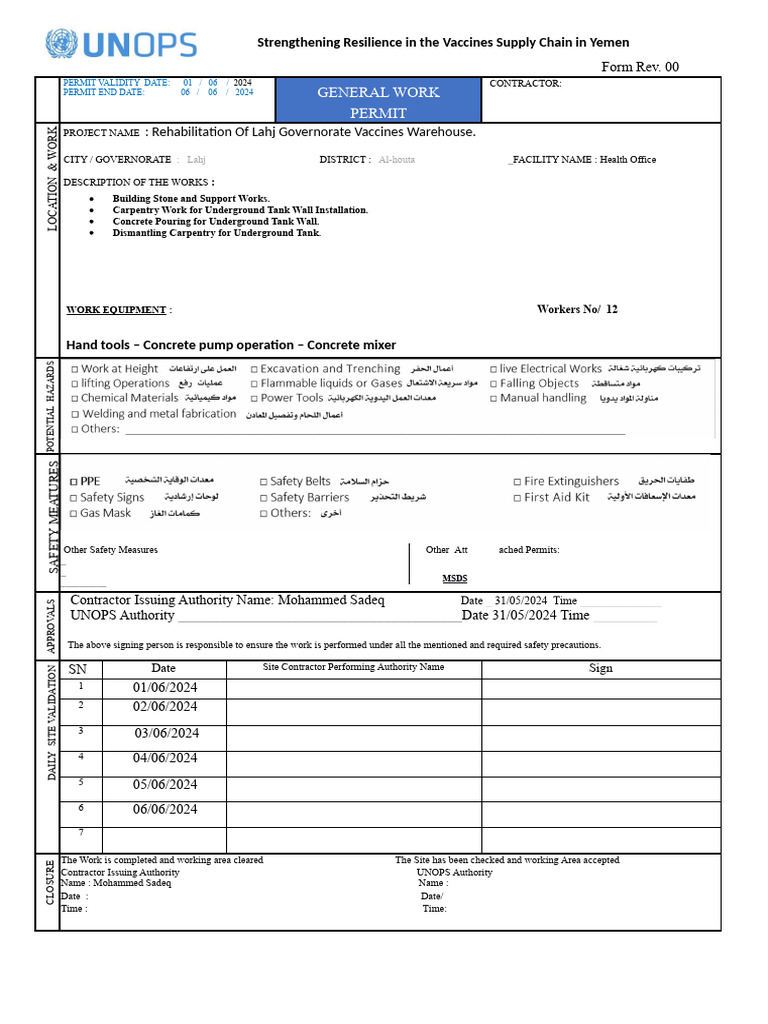 General Work Permit Rev | PDF | Safety | Occupational Safety And Health