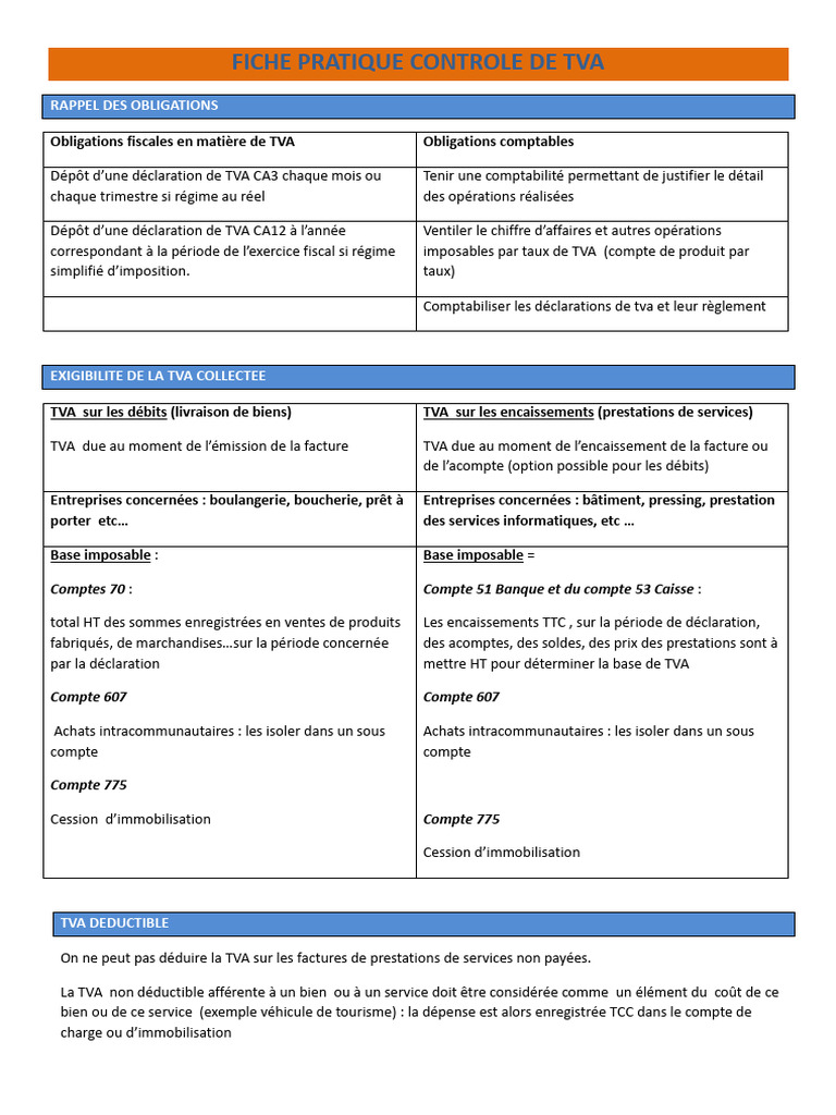 Controle de Tva Fiche Pratique 2014 | PDF | Facture | Taxe sur la ...
