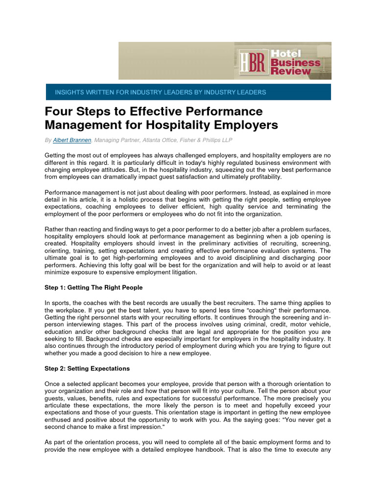 Effective Performance Management For Hospitality | PDF | Employment ...