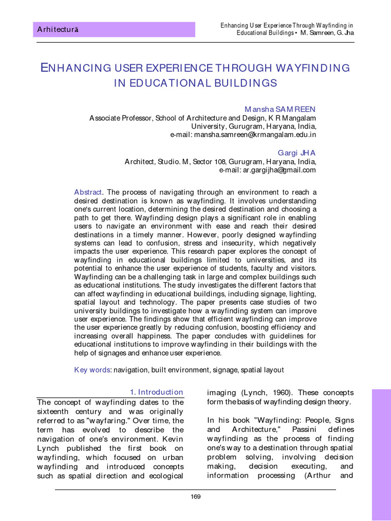 Nhancing User Experience Through Wayfinding in Educational Buildings | Download Free PDF | User ...