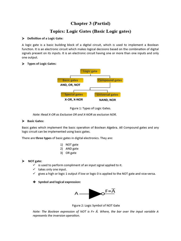 Notes On Logic Gates - Basic Logic Gates | PDF | Logic Gate | Boolean ...
