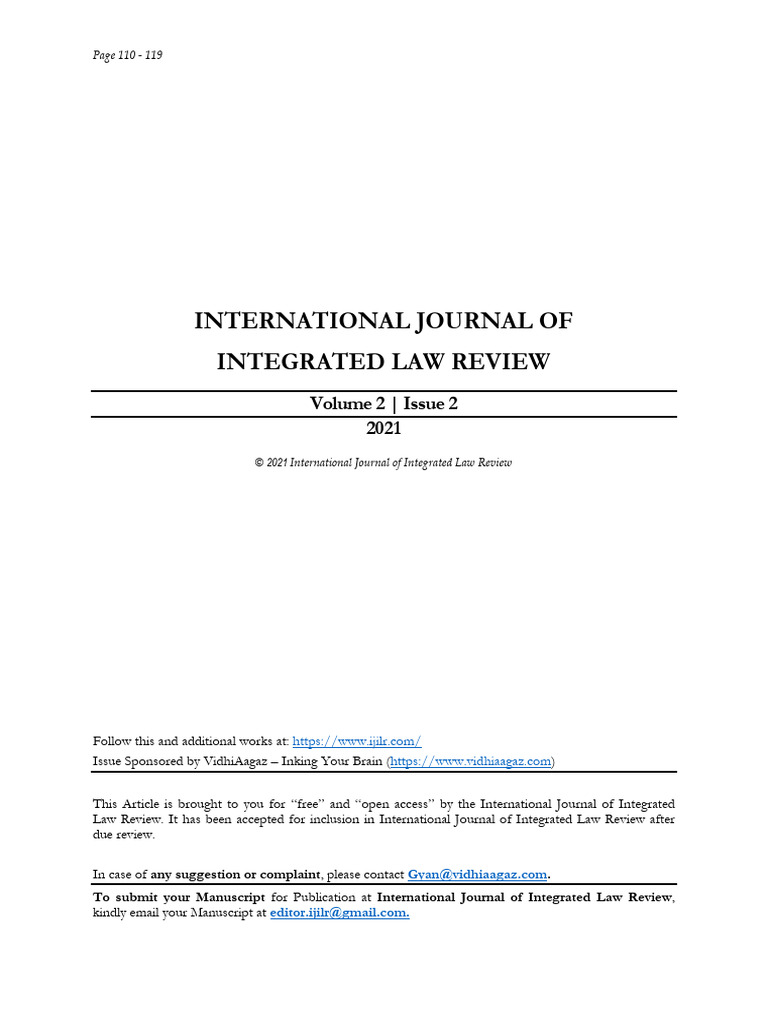 International Journal of Integrated Law Review: Volume 2 - Issue 2 2021 | Download Free PDF ...