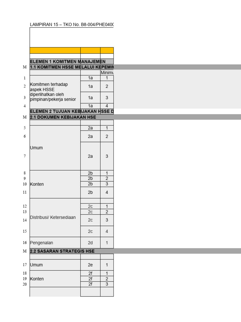 HSE Plan Scoring Sheet | PDF