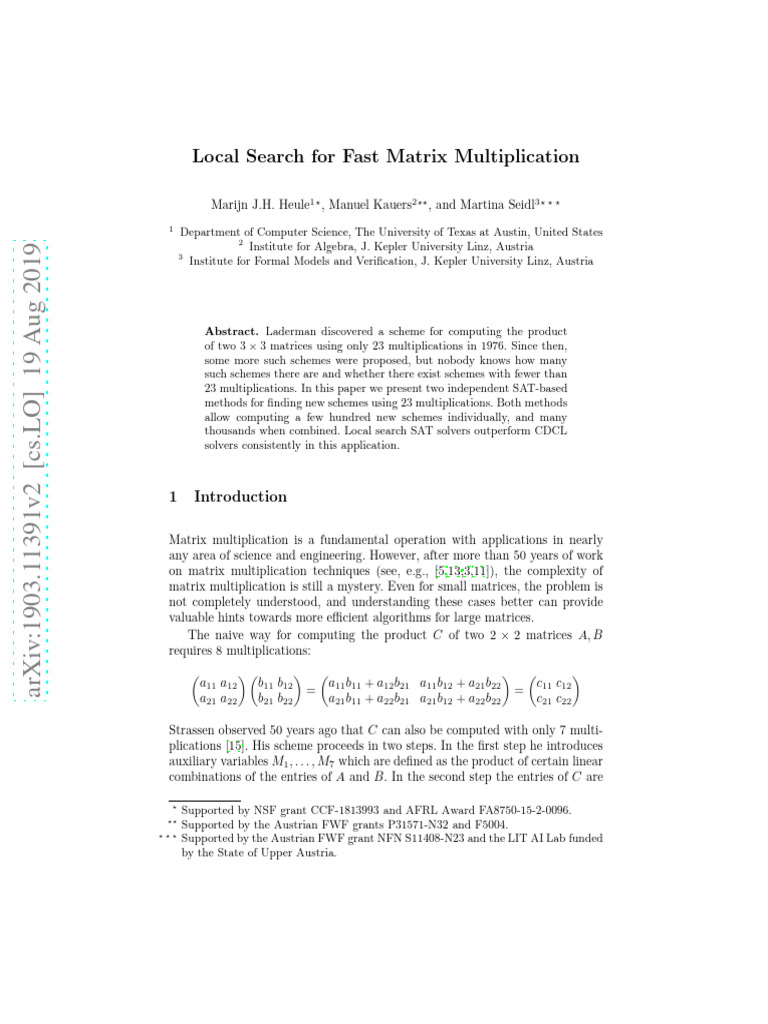 Local Search For Fast Matrix Multiplication | PDF | Matrix (Mathematics ...