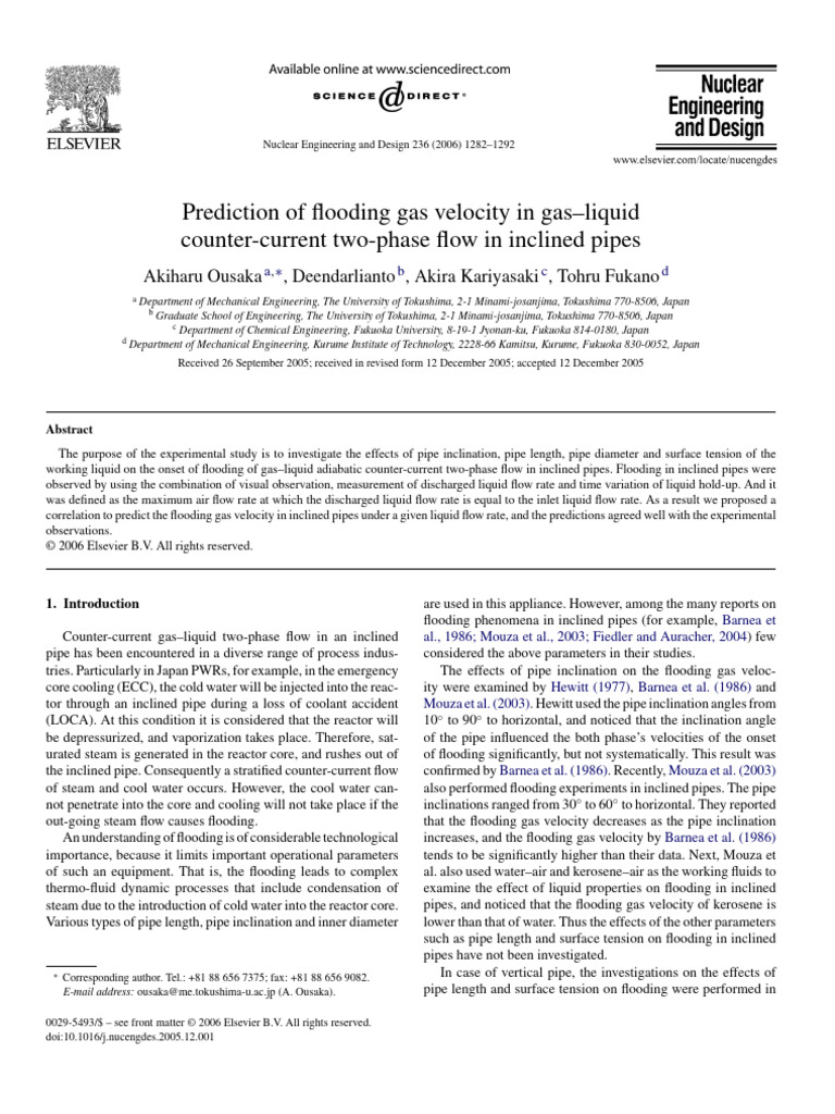 Prediction Of Flooding Gas Velocity In Gas Liquid Counter Current Two