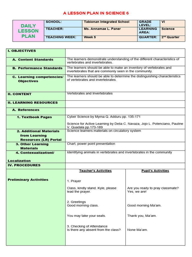 2nd Quarter - Science 6 | PDF | Invertebrate | Vertebrates