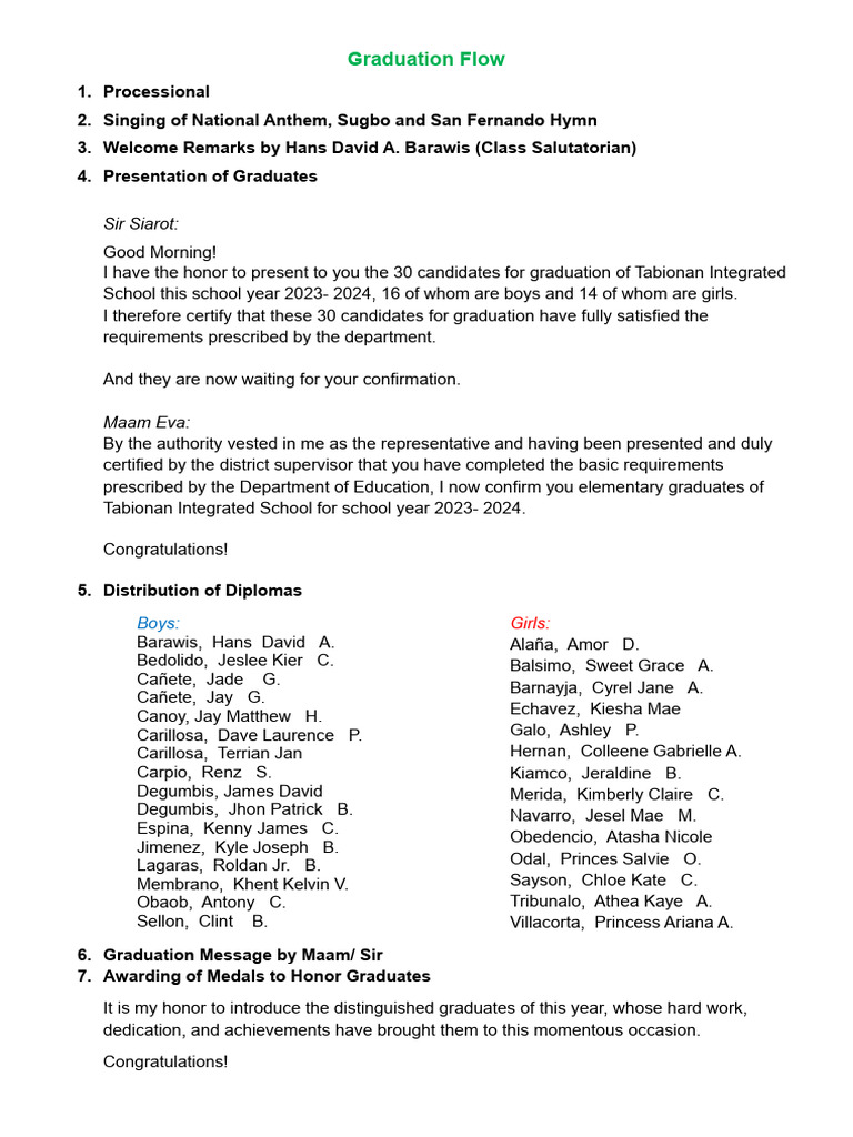 Graduation Flow | PDF | Outdoor Recreation | Youth Organizations