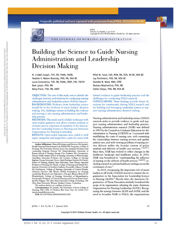Building The Science To Guide Nursing.2 | PDF | Nursing | Leadership