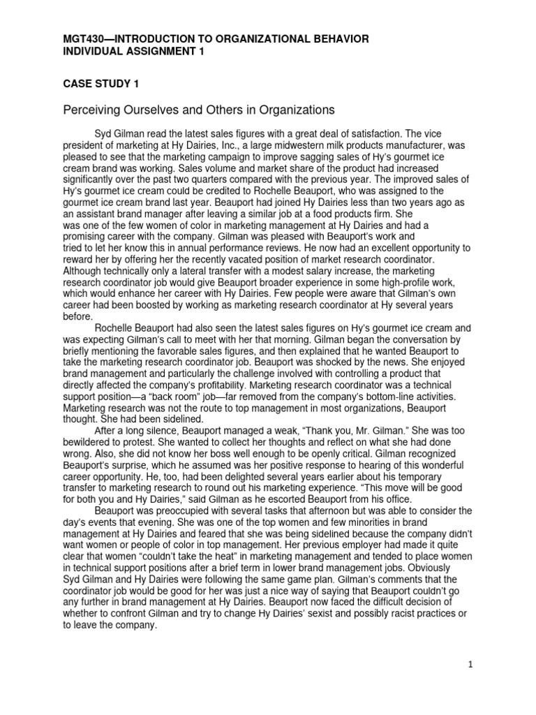 MGT430 Assignment 1 Case Studies | PDF | Employment | Psychology