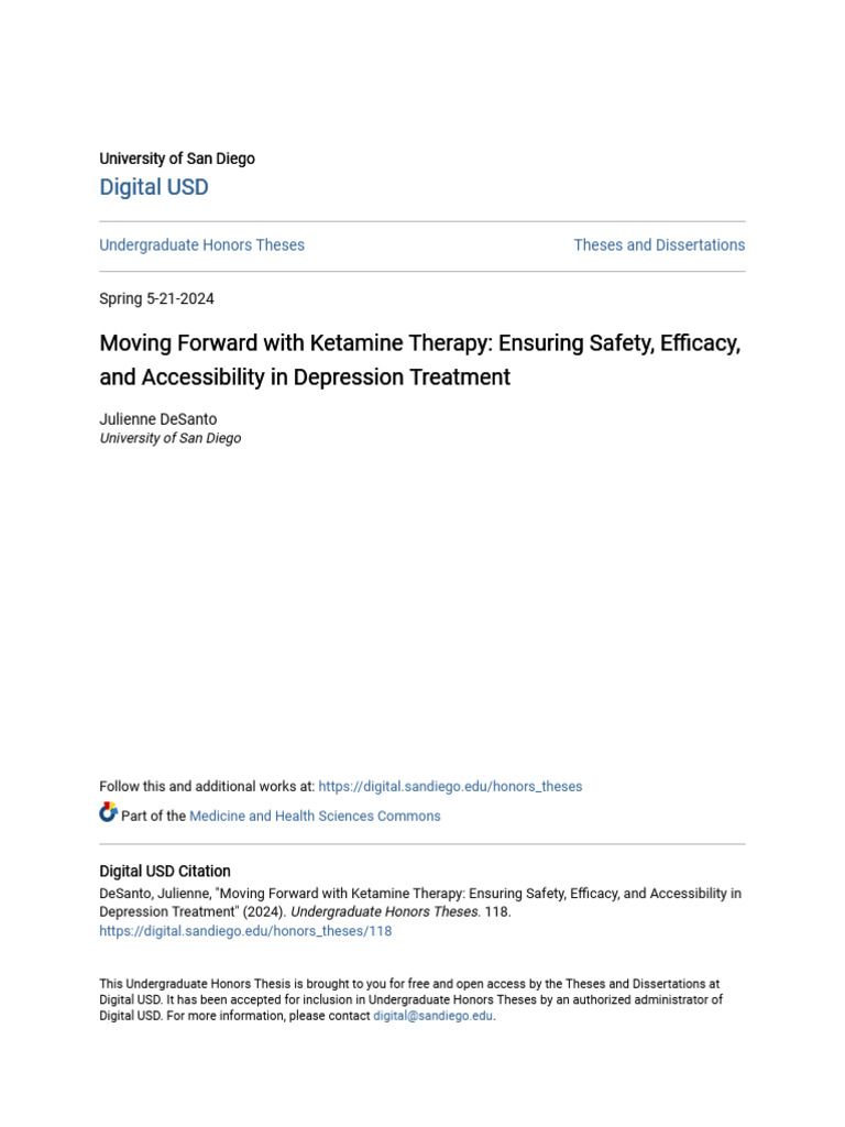 Moving Forward With Ketamine Therapy - Ensuring Safety Efficacy | PDF ...