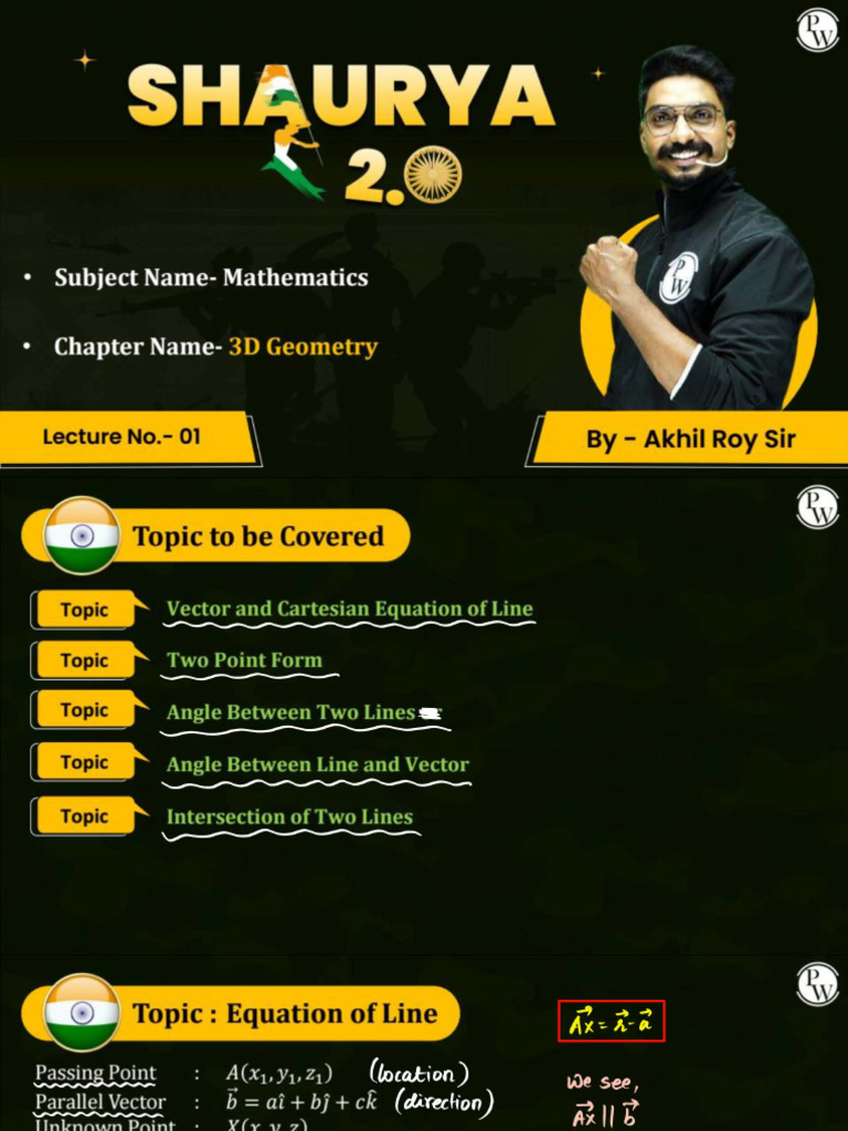 3D Geometry 01 Class Notes PDF | PDF