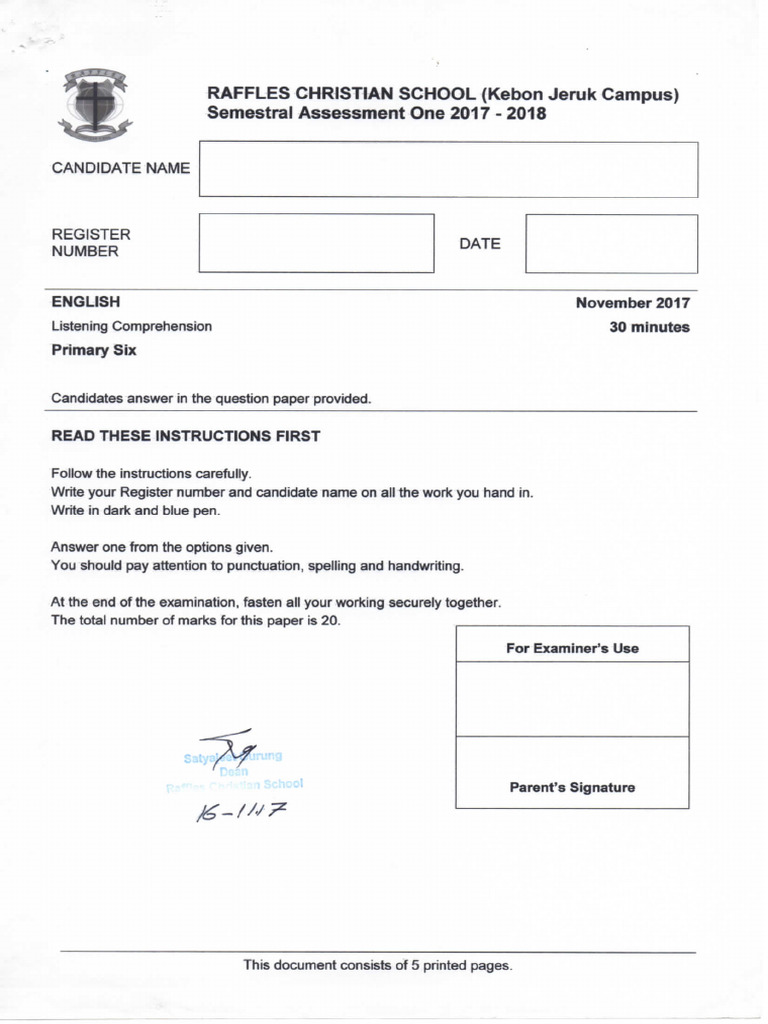 2017 2018 SA1 English P6 | PDF