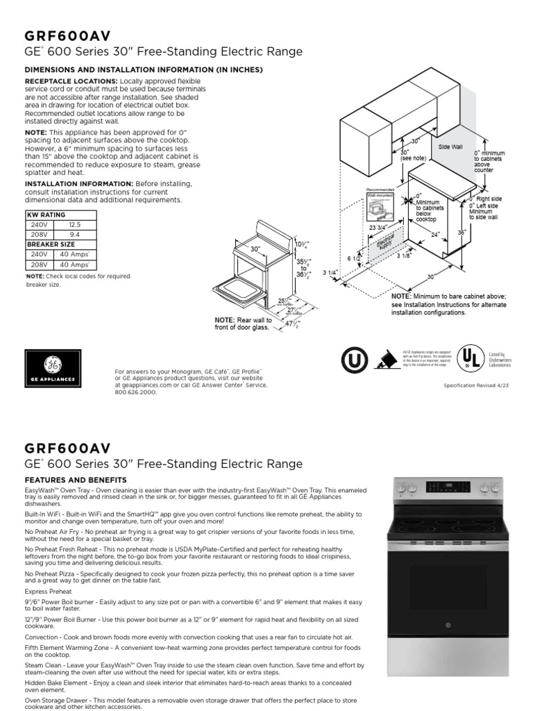 GE GRF600AVFS InstallMan (EN) | Download Free PDF | Oven | Cookware And ...