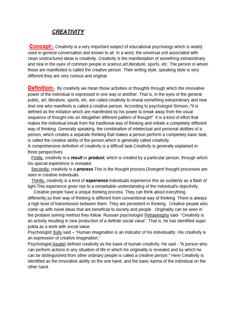 Creativity (1st) | PDF | Creativity | Thought