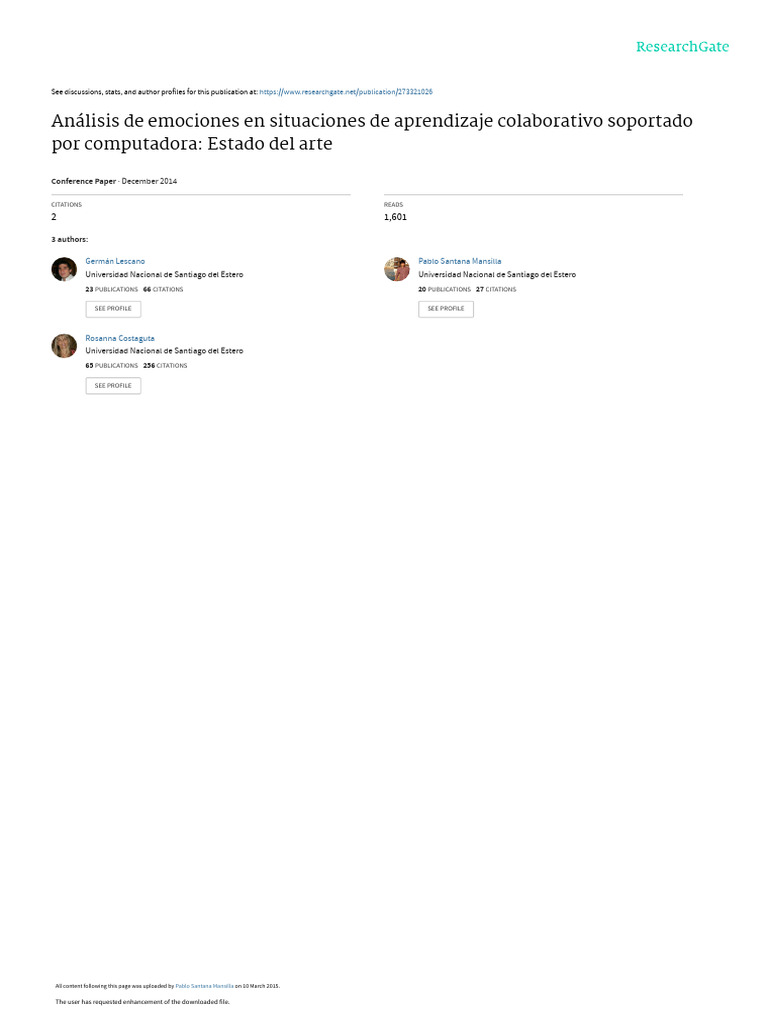 Lescano Etal 2014 | PDF | Las emociones | Aprendizaje