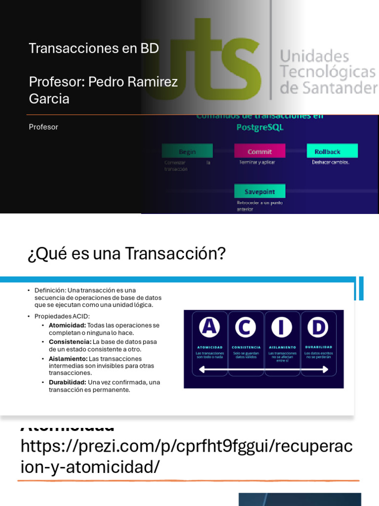 Propiedades ACID en Transacciones BD | PDF | SQL | Modelo de datos