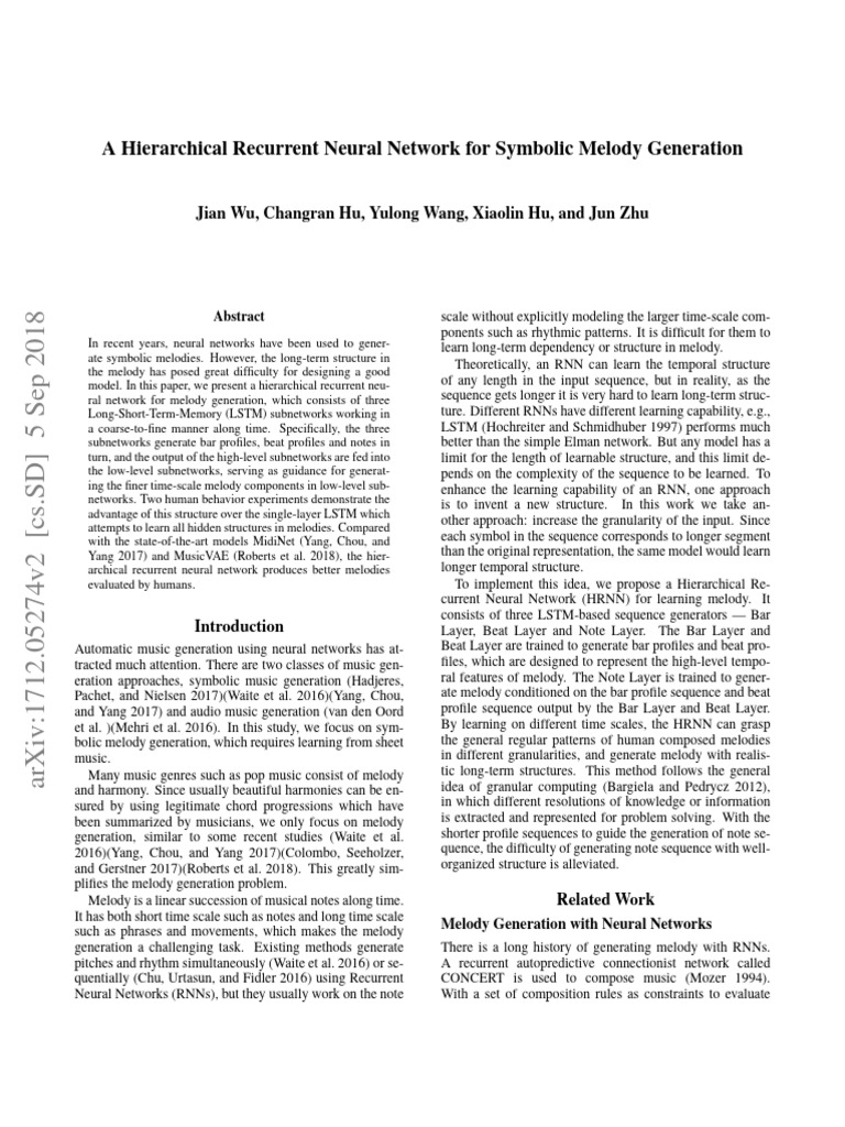 A Hierarchical Recurrent Neural Network For Symbolic Melody Generation ... A Hierarchical Recurrent Neural Network For Symbolic Melody Generation ...