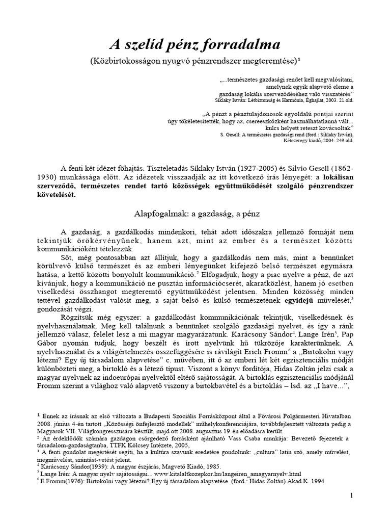 A Szelíd Pénz Forradalma | PDF